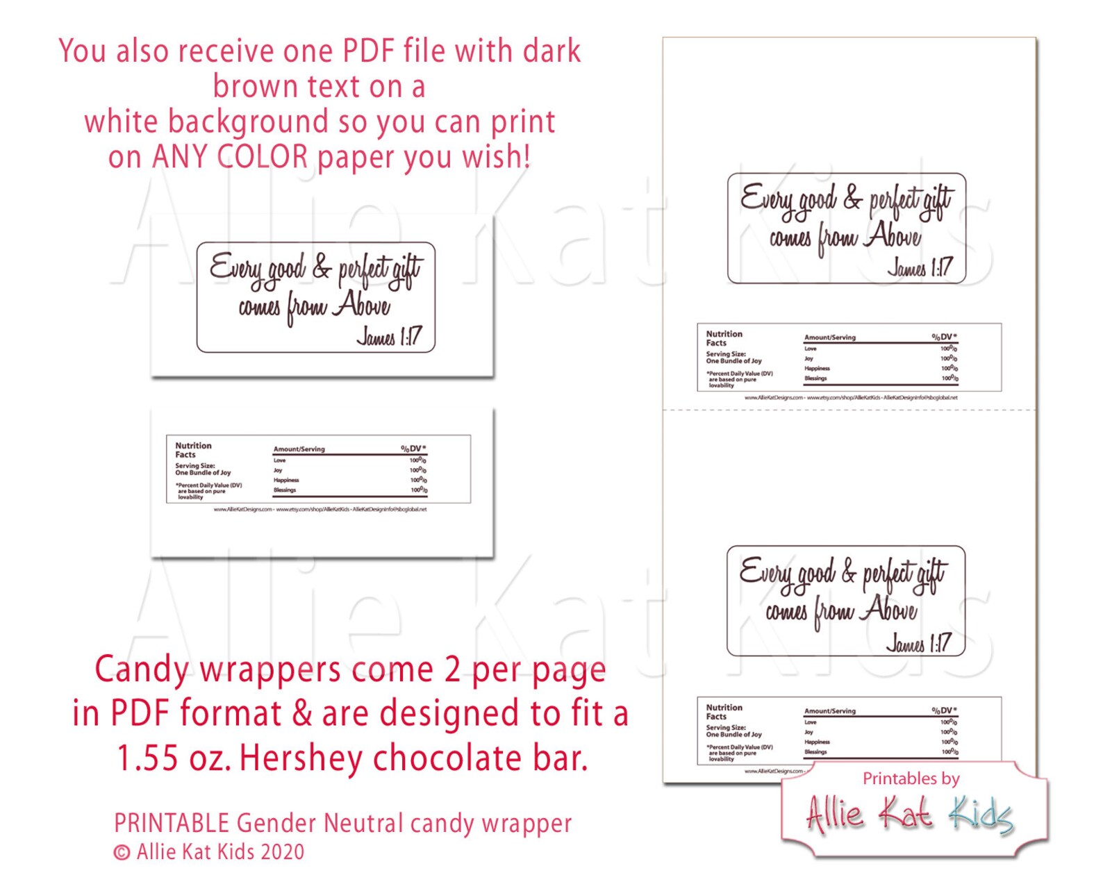 Rustic Gender Neutral Candy Bar Wraps Feature Bible Verse - Etsy