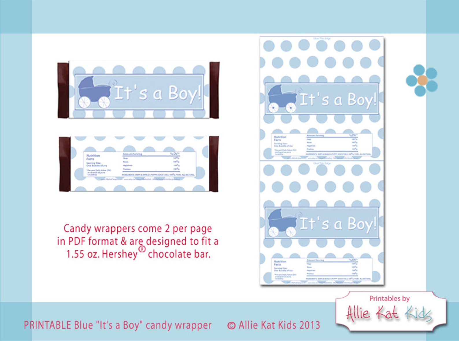 Blue It's a Boy PRINTABLE Candy Wrapper-gender Reveal-birth ...