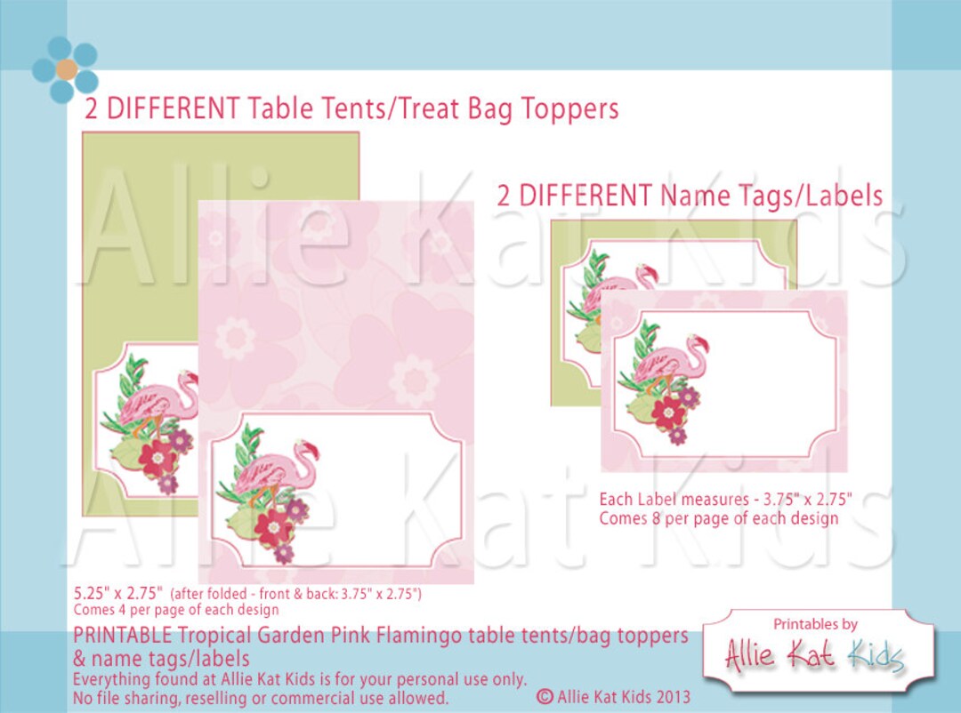 Table Tents-treat Toppers-name Tags-labels DIY Printable Tropical ...