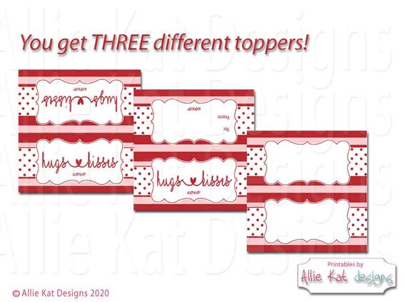 Hugs & Kisses Valentine Treat Bag Topper, Valentine Table Tents ...
