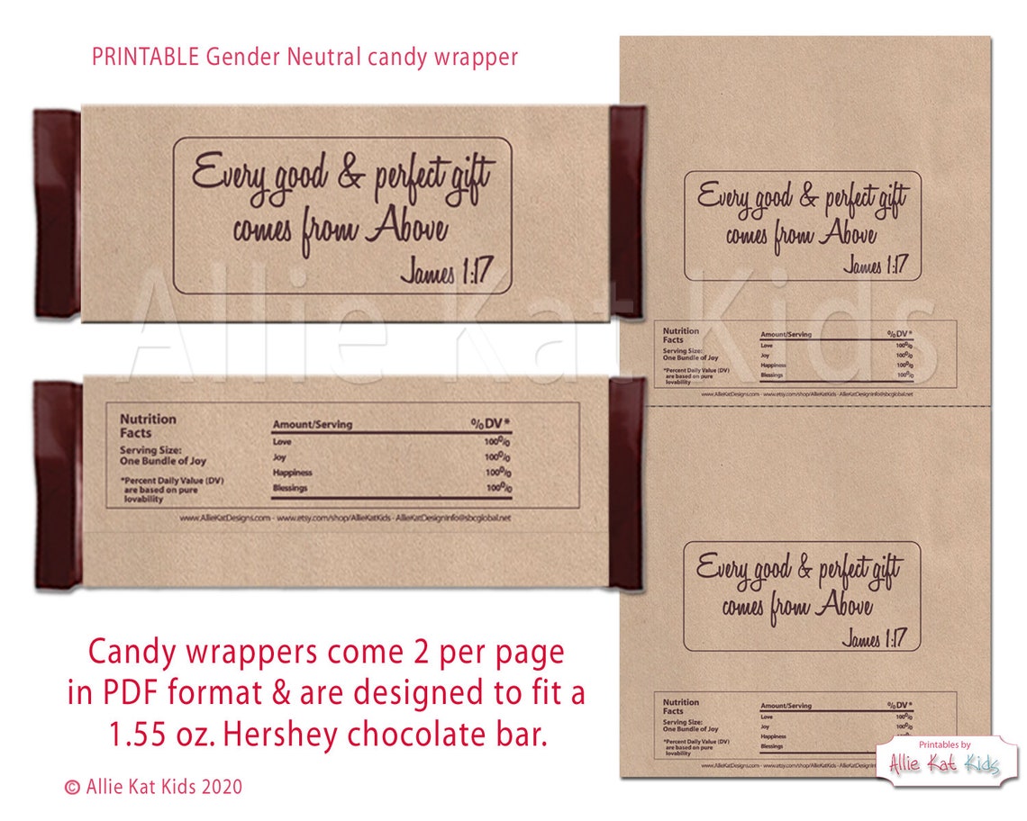 Rustic Gender Neutral Candy Bar Wraps Feature Bible Verse - Etsy