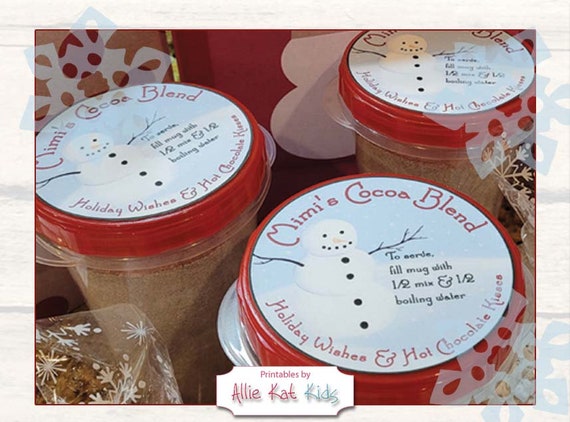Snowman Labels, Hot Chocolate Labels, Cocoa Recipe Labels, Hot Cocoa ...