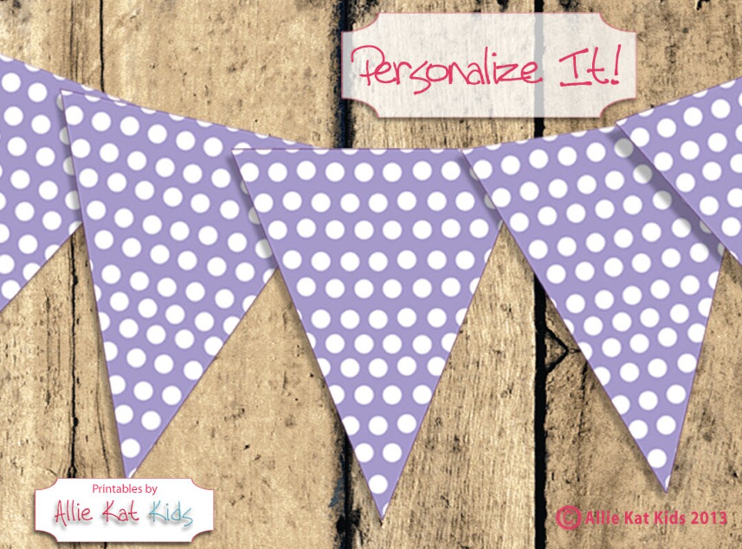 Purple & White Dots Banner INSTANT DOWNLOAD Baby Shower, Party ...