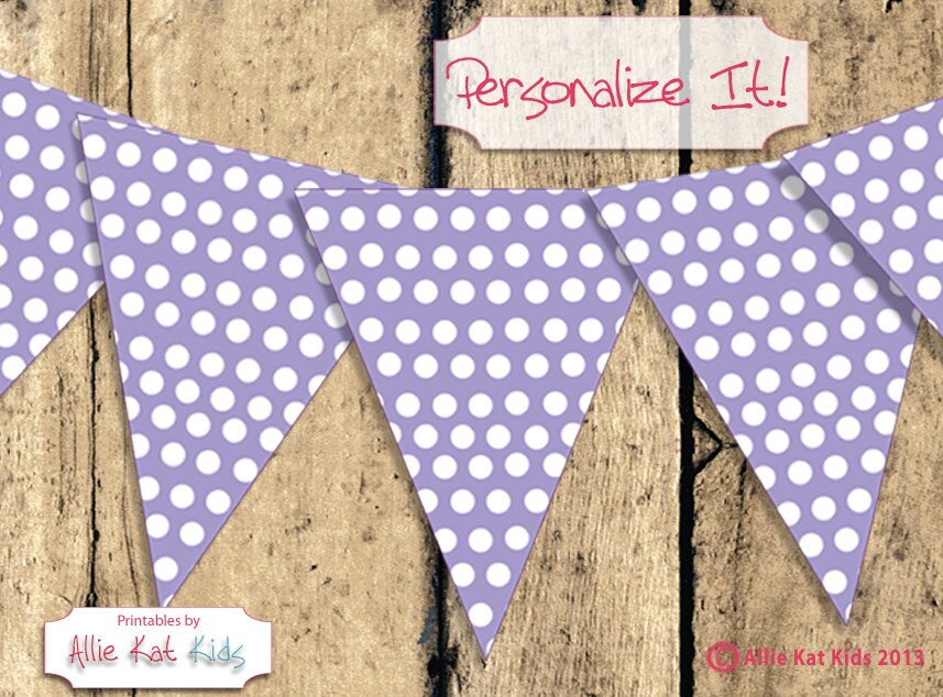 Purple & White Dots Banner INSTANT DOWNLOAD Baby Shower, Party ...
