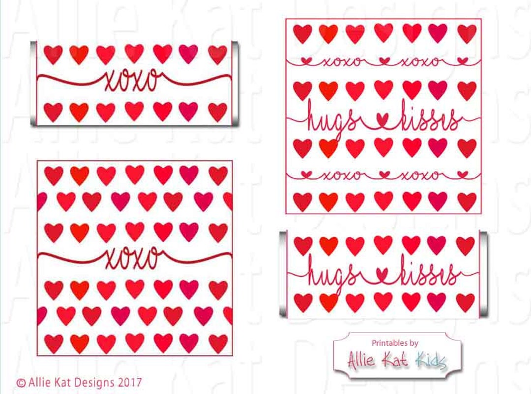 Valentine Candy Bar Wrapper, Heart Candy Bar Wrapper, XO Candy Bar ...