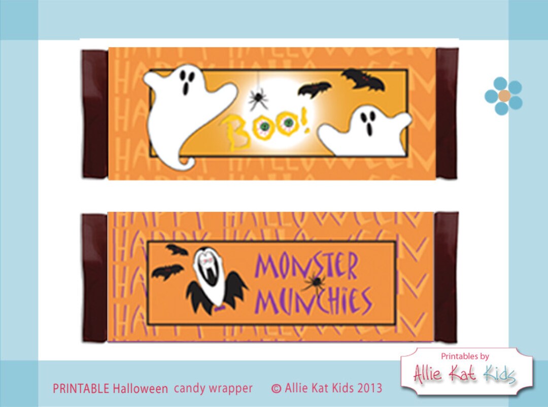 Halloween Candy Bar Wrapper Featuring Ghosts, Monster Munch | Halloween ...
