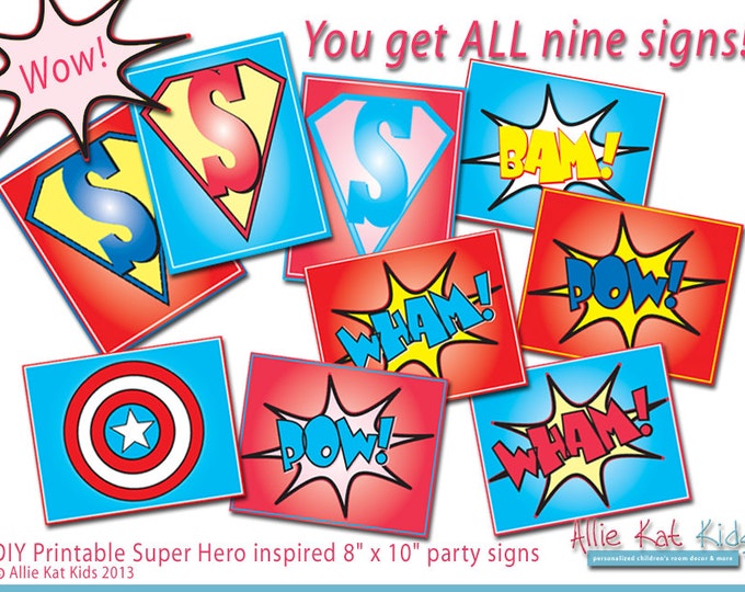 Superhero Signs • Boom, Pow, Zap, Bam, Pop • 8.5 X 11 • PRINTED - Etsy ...