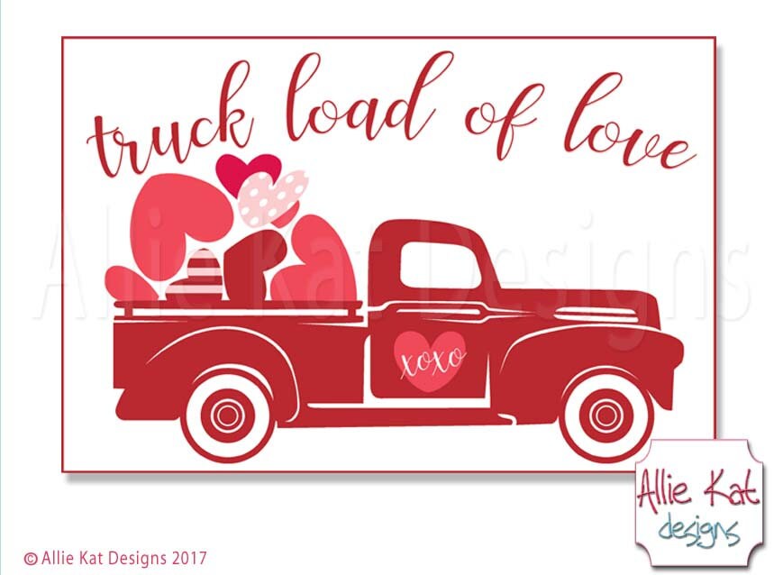 Vintage Red Truck Valentine, Truck Load of Love Valentine |sign| Banner ...