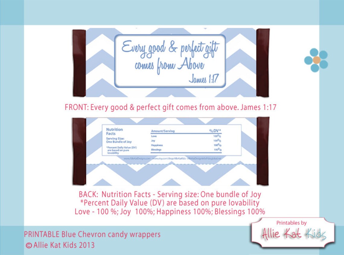 Bible Verse Baby Shower Chocolate Bar Wrapper Candy Bar Label. "every ...
