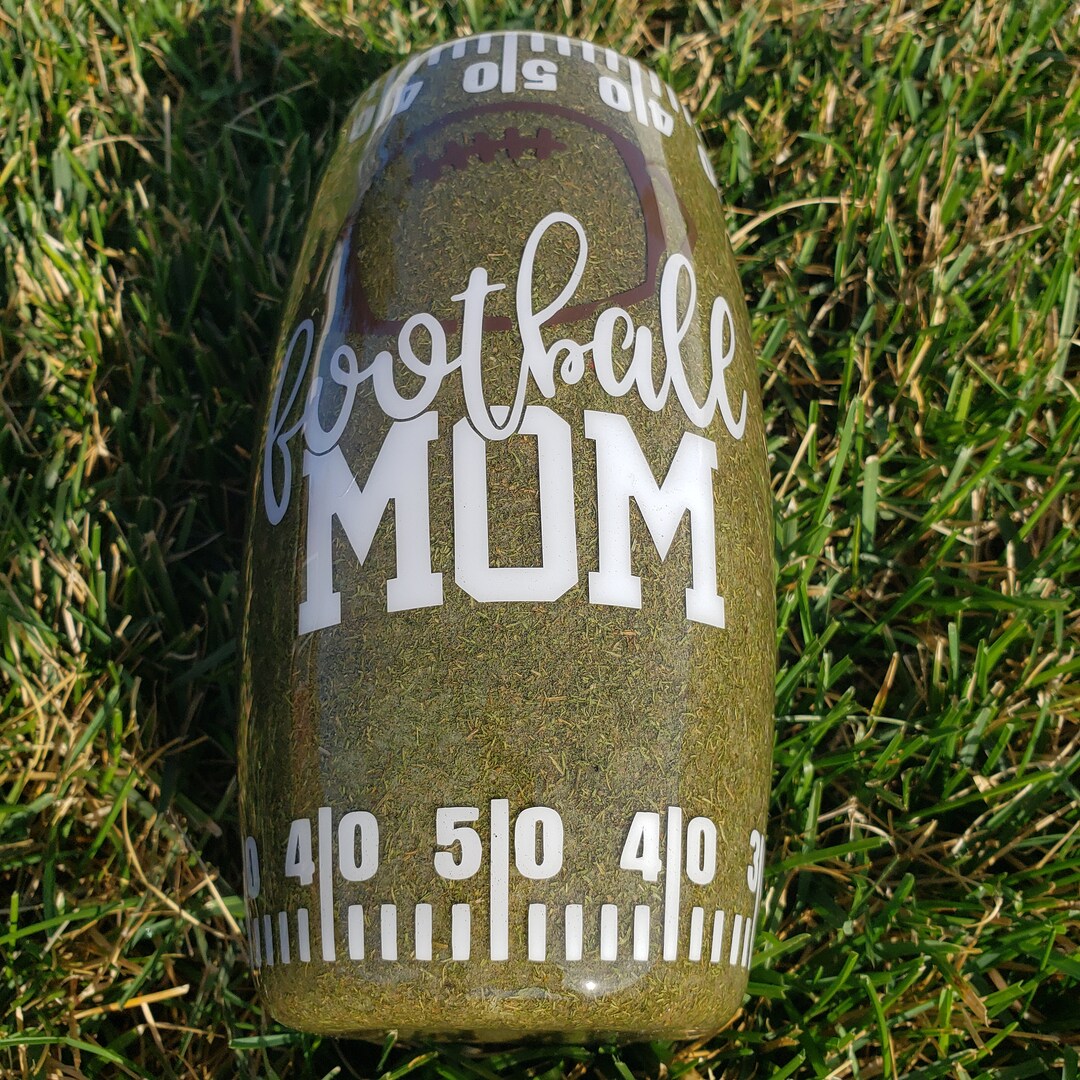 Custom Football Mom Glitter Tumbler: Football Field Turf Travel Mug - Etsy