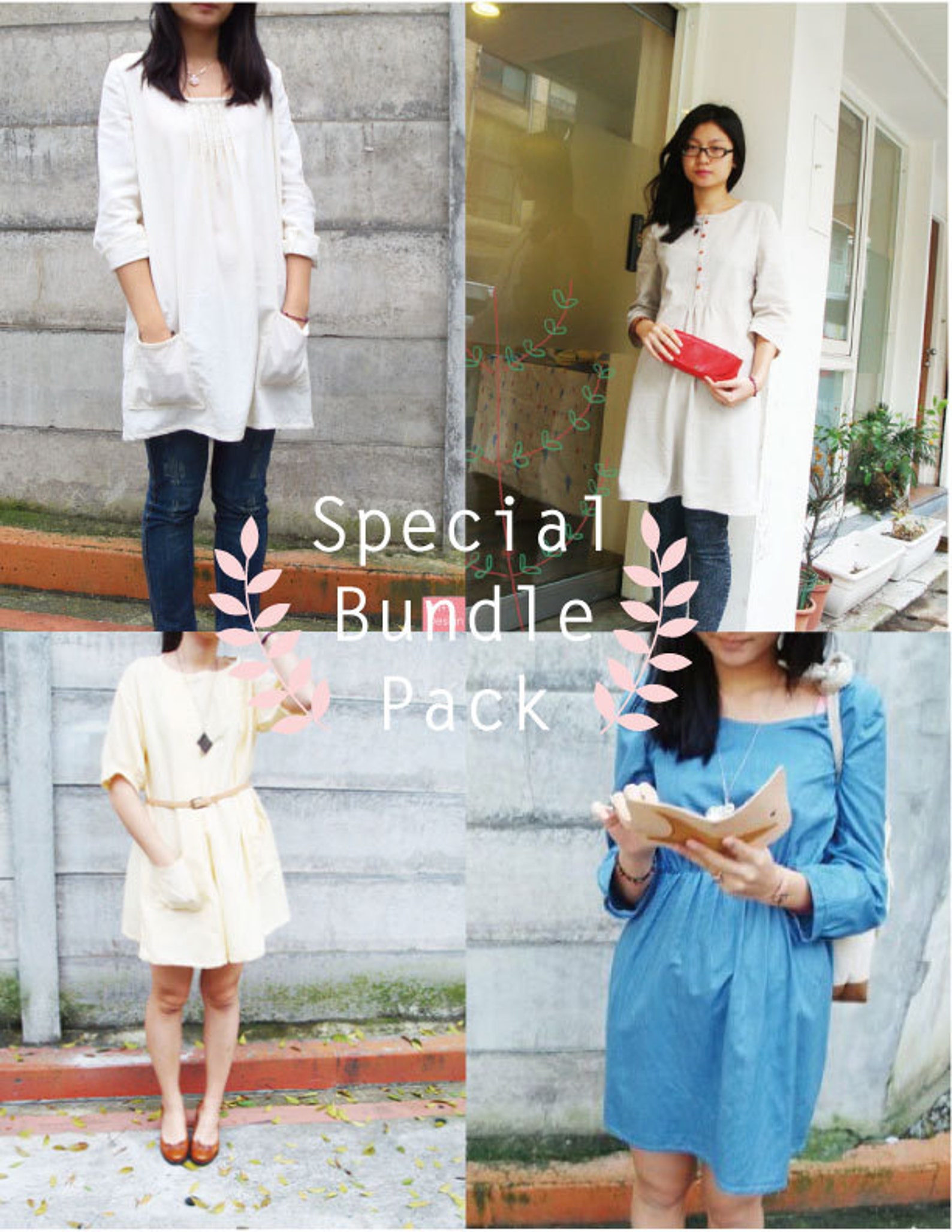 Japanese Style Elegant Dress Sewing Pattern Bundle Pack / PDF / Instant ...