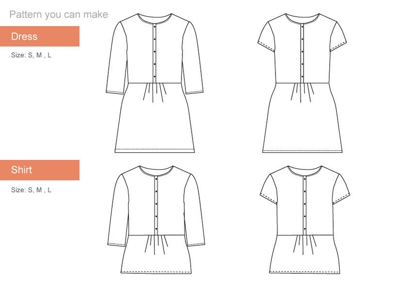 Elegant Classic Button Linen Dress / Shirt,japanese Style, PDF Digital ...