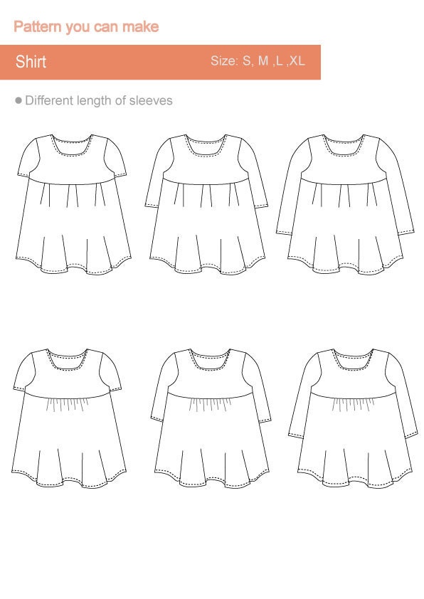 Japanese Style Elegant Folding Shirt and Dress Digital Sewing Pattern ...