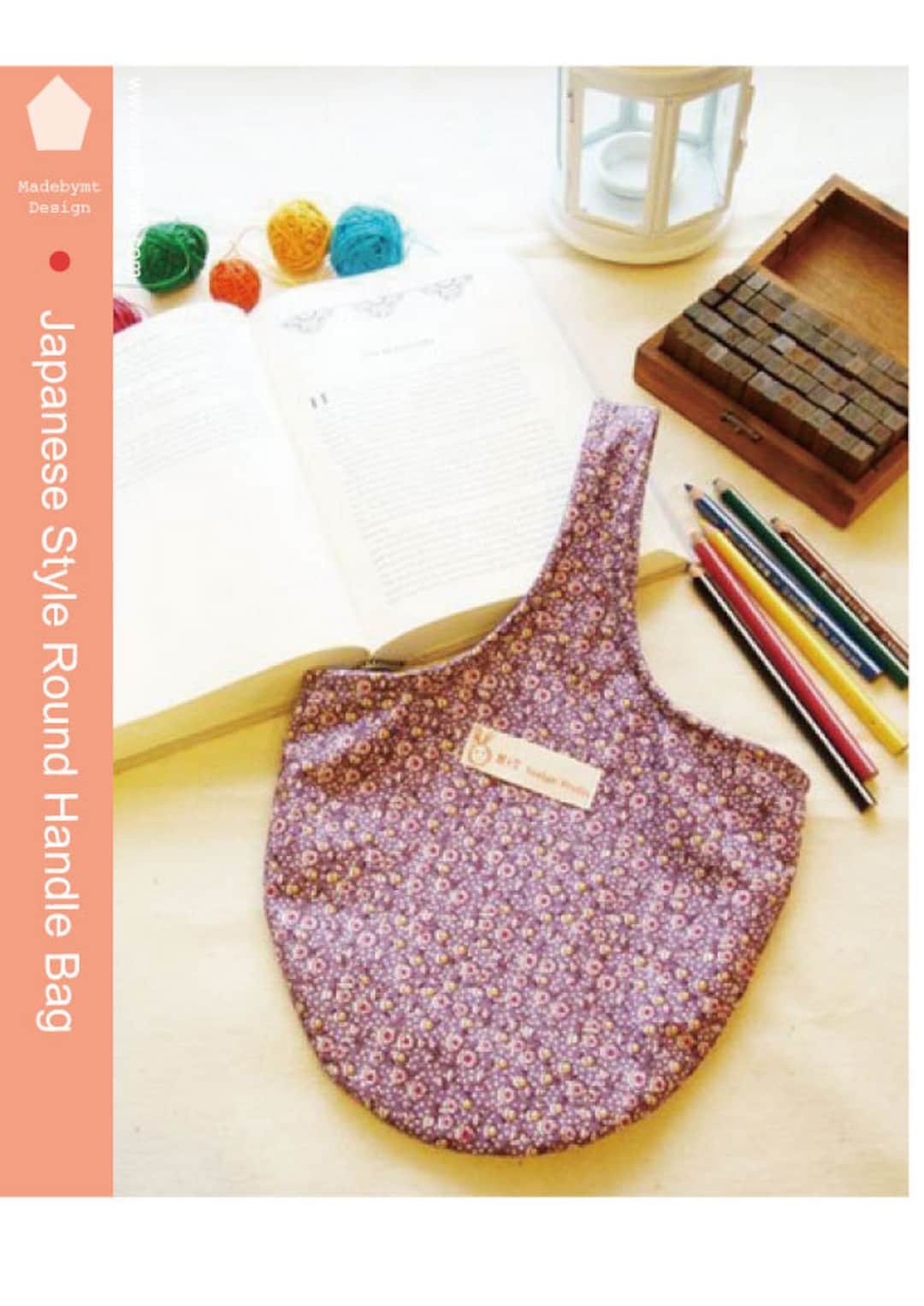Japanese Style Round Handle Bag Digital Pattern, PDF Format, Add ...