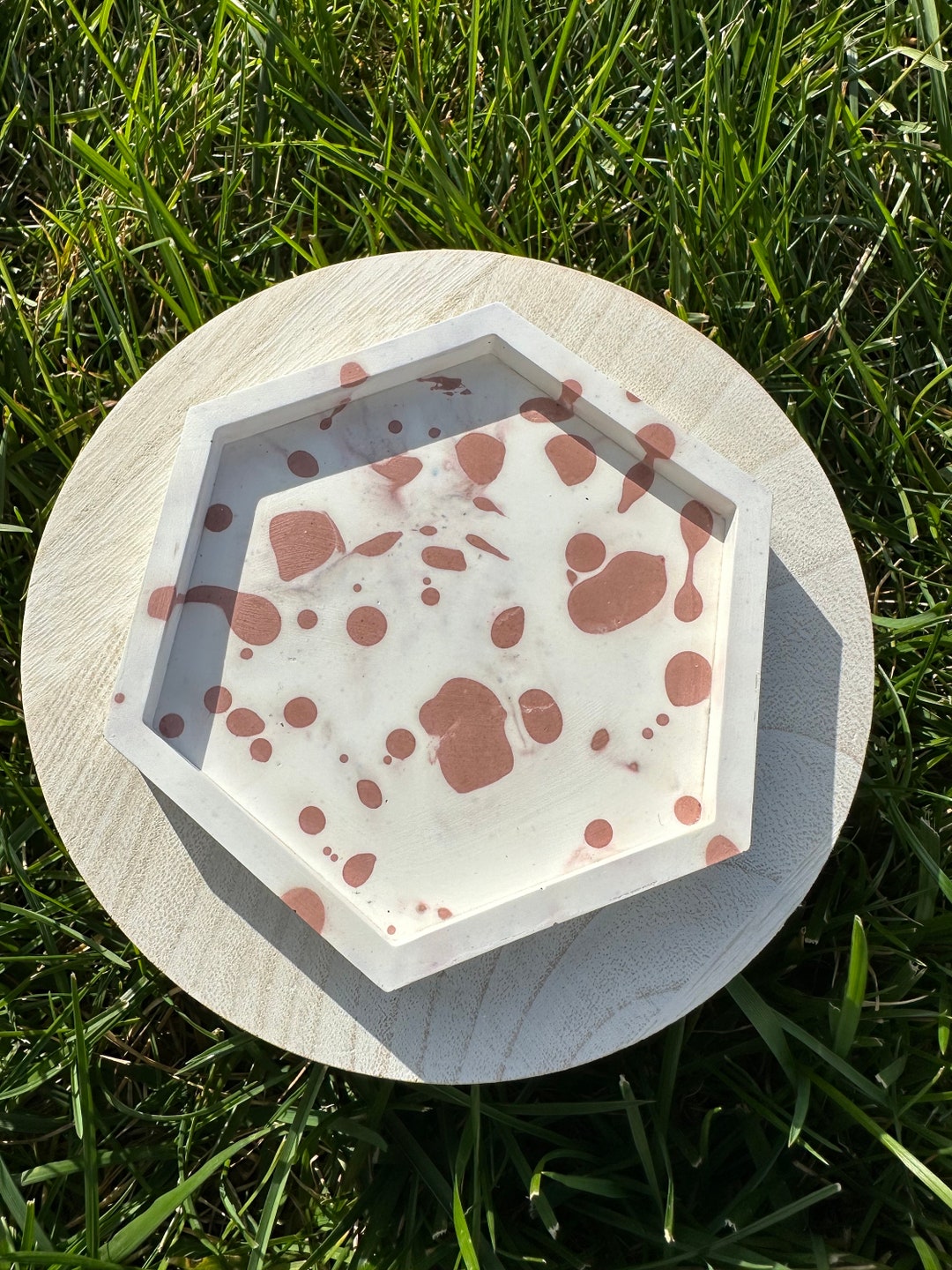 Eco Resin clay Splatter Hexagon Crystal Trinket Ring Tray - Etsy