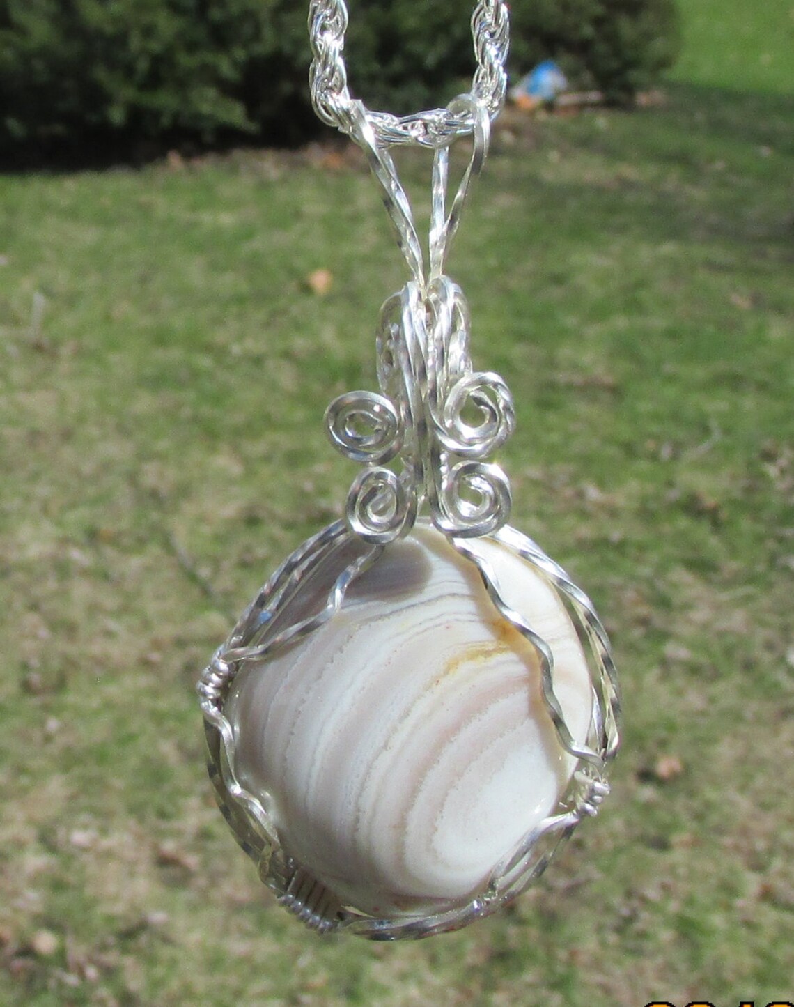 Botswana Agate Wire Wrapped Pendant in Argntium Sterling Silver - Etsy