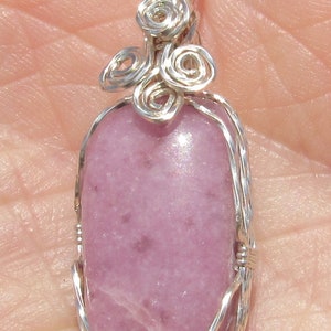 Lepidolite Cabochon Pendent, Wrapped in Argentium Silver Wire. - Etsy
