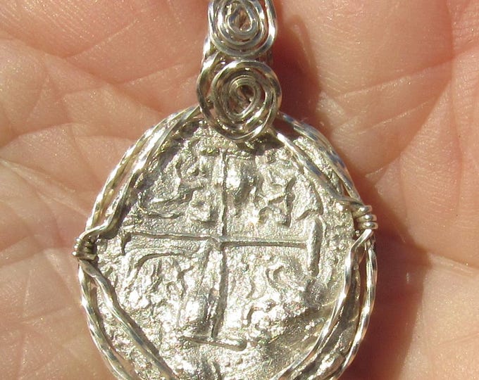 Men's Necklace Antique Doubloon Pendant Handmade in Sterling Silver for ...