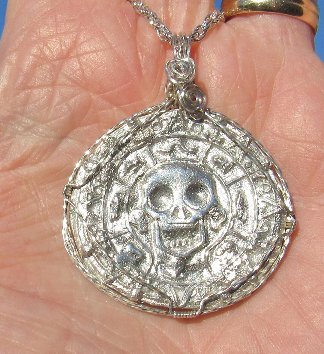 Replica of a Silver Aztec , Pirate Coin Pendant - Etsy