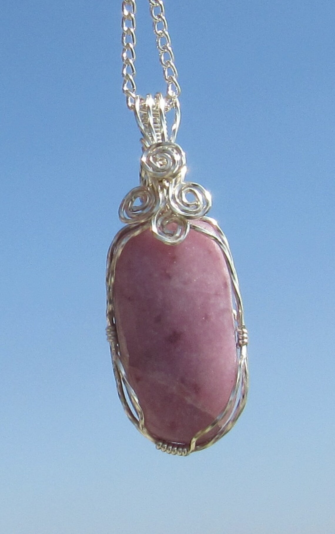 Lepidolite cabochon pendent wrapped in Argentium silver | Etsy