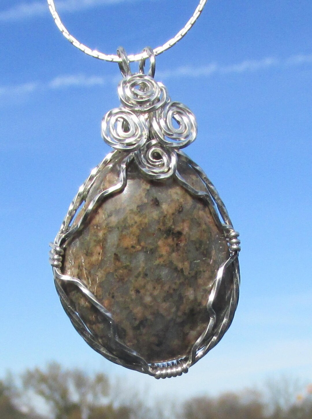 Rhyolite Free Form Cabochon Wire Wrapped in Argentium Silver Wire - Etsy