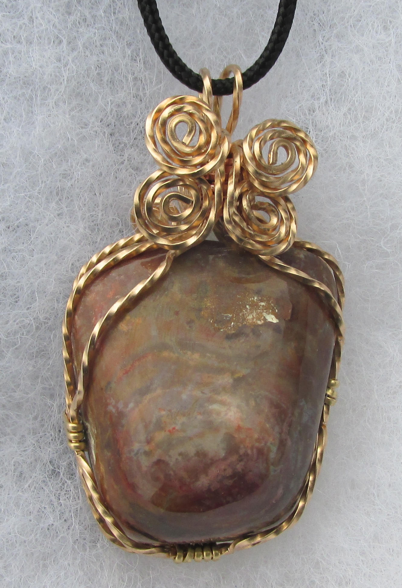 Mozarkite Cabochon Wire Wrapped Pendant in Bronze Wire - Etsy