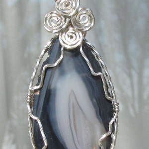 Agate Slice Pendant Wrapped in Argentium Siliver Wire - Etsy