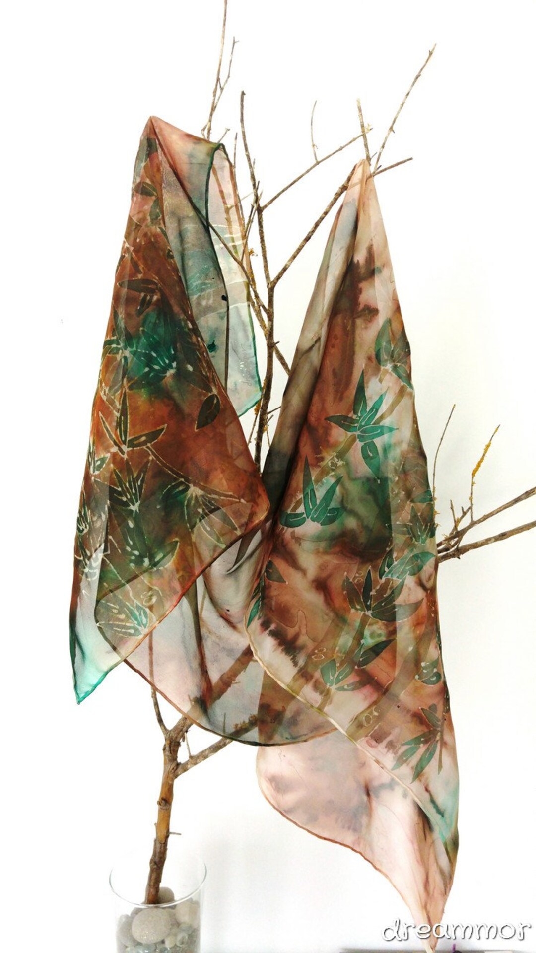 Elegant Handpainted Silk Chiffon Scarf . Bambu. Silk Chiffon - Etsy