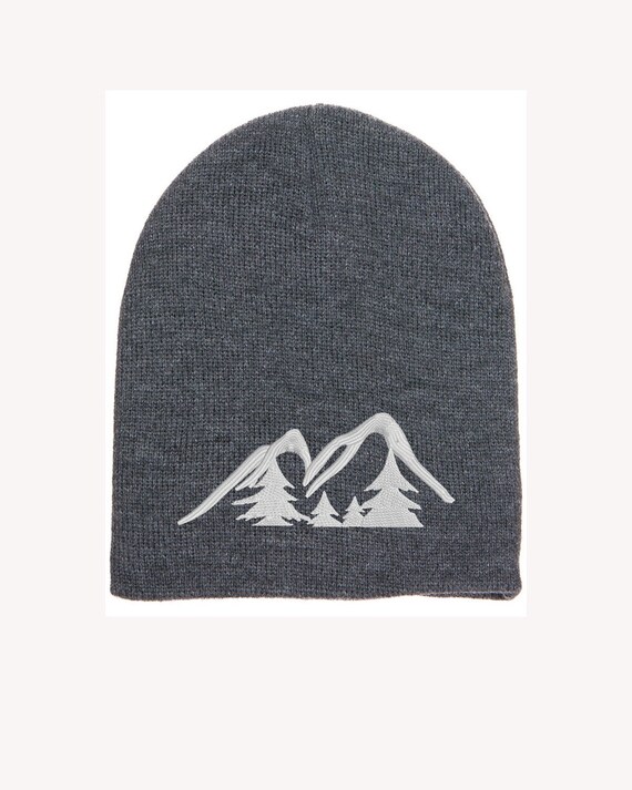 Mountain Motif Embroidered Beanie Hiking Beanie Multiple - Etsy