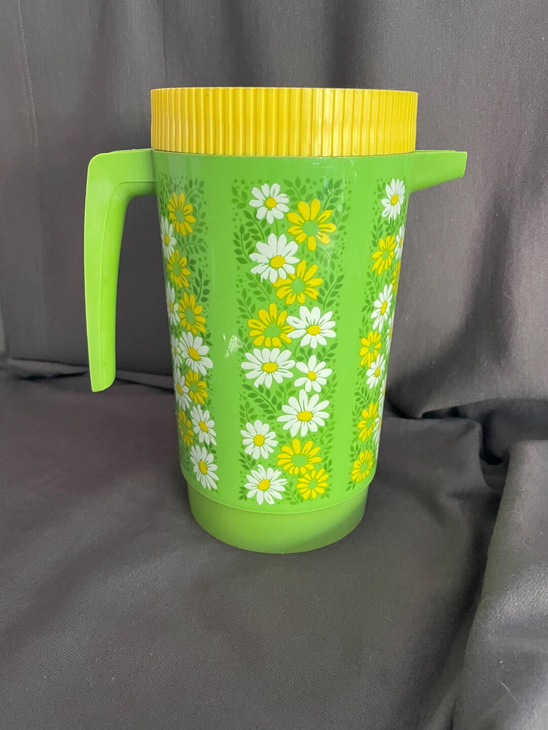 Plastic Aladdinware Art Deco Retro From the 70's Flowered Pitcher 9 1/4 ...