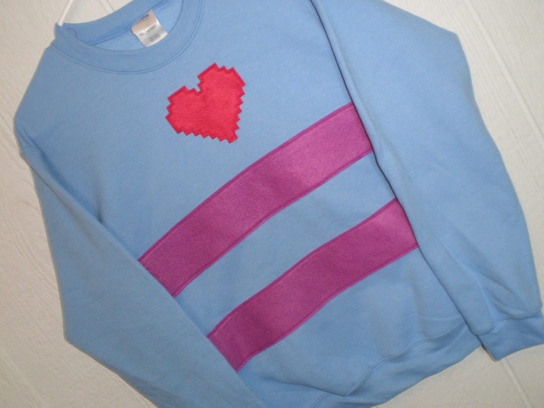 Frisk Shirt With Pixel Heart, Undertale Shirt, Frisk Heart Sweatshirt ...