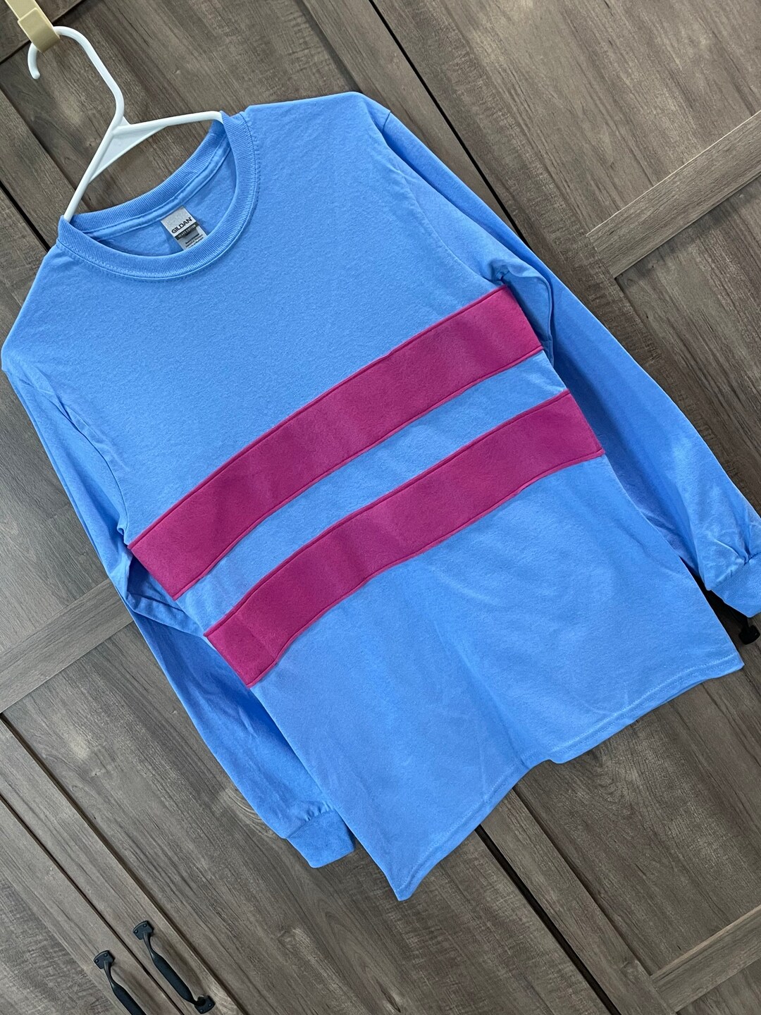 ADULT Undertale Frisk Long Sleeve T-shirt, Costume, Cosplay Shirt, Blue ...