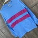 Frisk Zip Front Hoodie, Blue Hooded Sweatshirt With Magenta Stripes ...