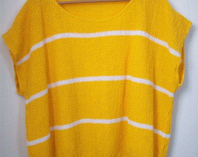 Vintage Yellow and White Striped Short Sleeve Knit Sweater - Etsy