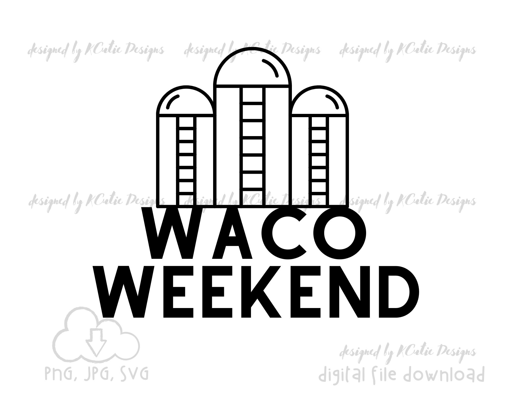 Waco Weekend Silos Skyline Digital Art Instant Download File for Cricut ...