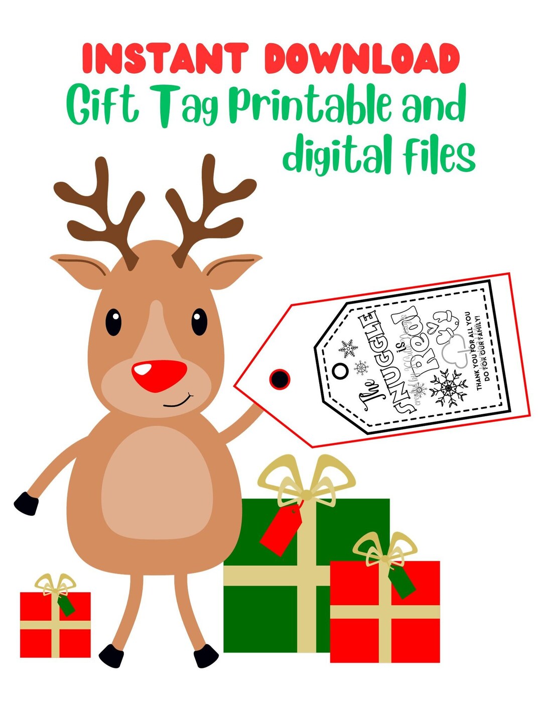 Snuggle is Real Gift Tag | Printable DIY - Etsy