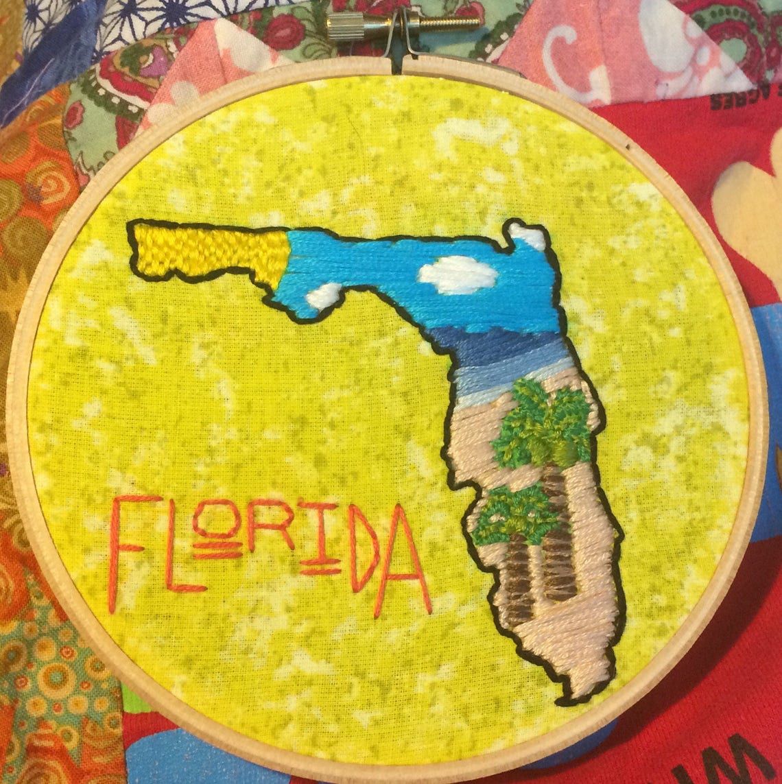 Florida State Shape Handmade Embroidery - Etsy