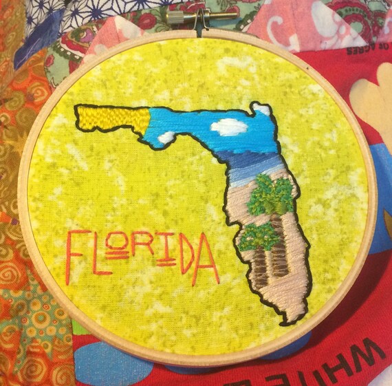 Florida State Shape Handmade Embroidery | Etsy