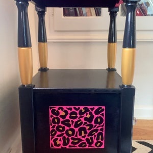 Leopard Cheetah Print End Table With Compartment 29x15” - Hand-painted ...