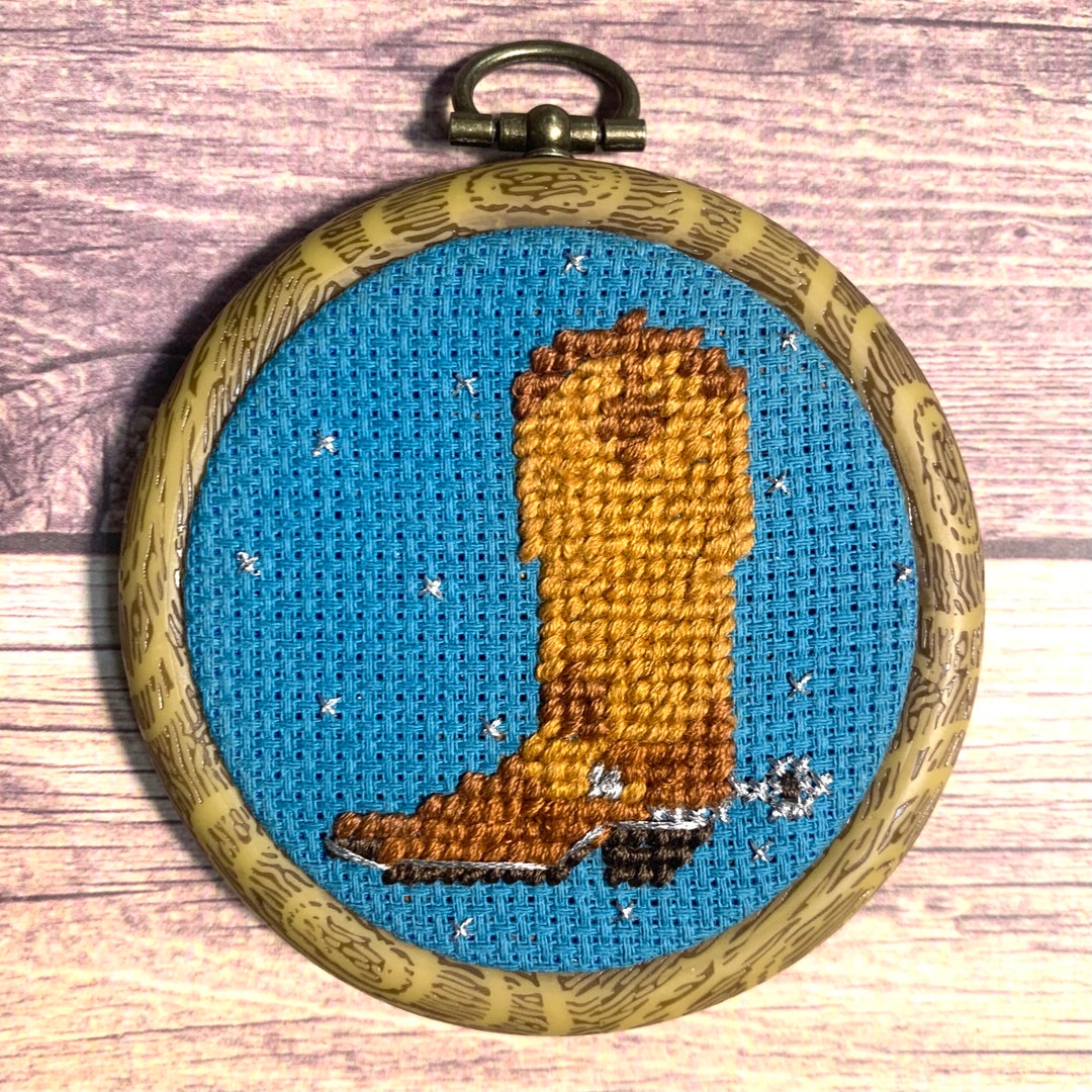 Mini Cowboy Boot Embroidery - Handmade Needlepoint - Etsy