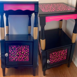 Leopard Cheetah Print End Table With Compartment 29x15” - Hand-painted ...