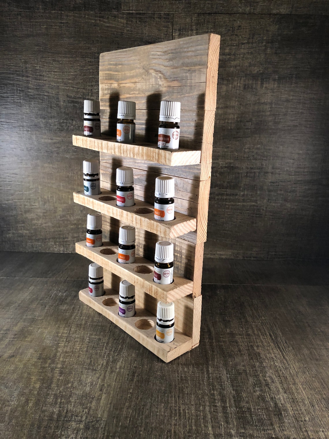 Rustic 5ml Essential Oil Shelf / Recycled Wood Essential Oil Display ...