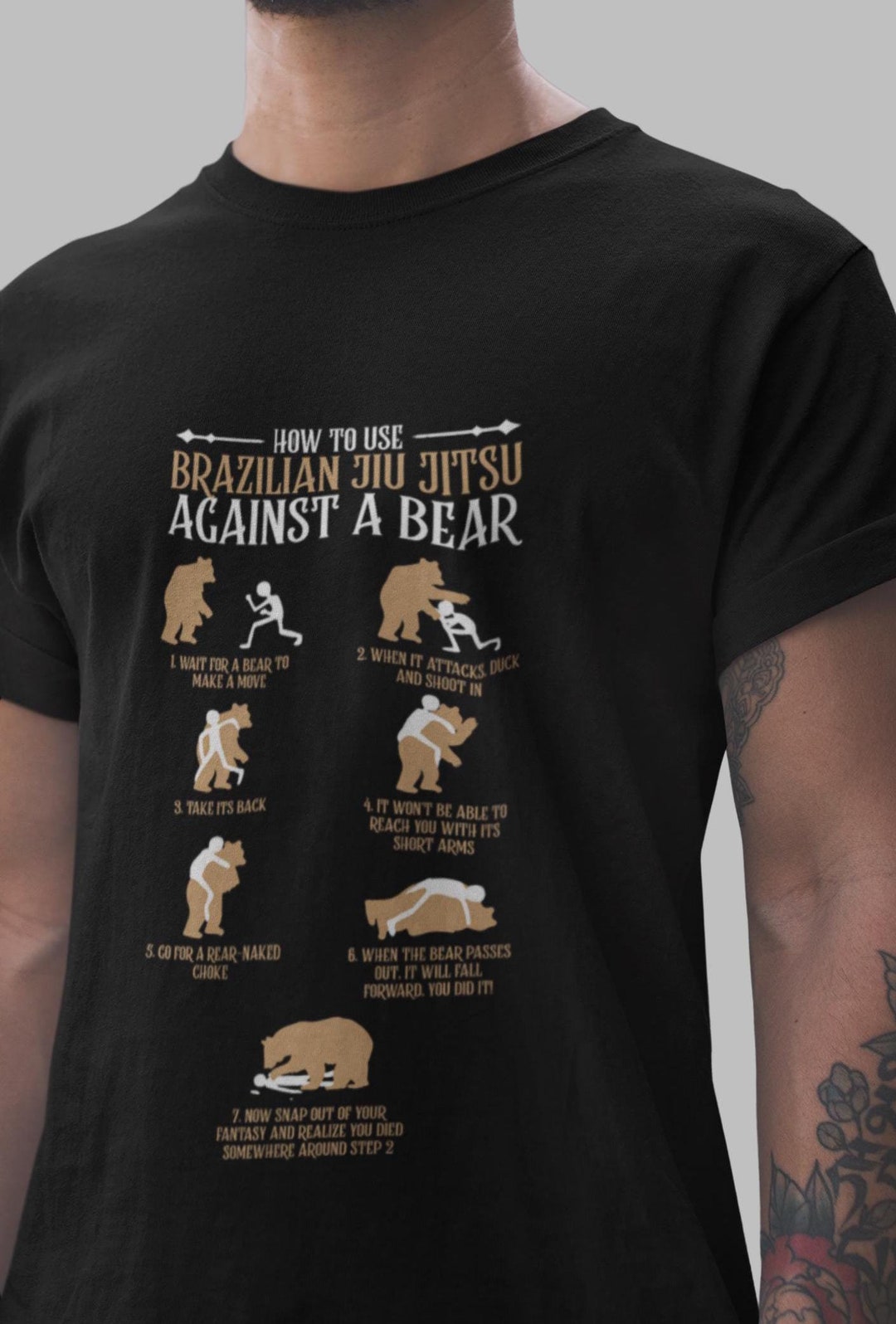 How to Fight a Bear Jiu-jitsu Style Funny Unisex T-shirt, Martial Arts ...