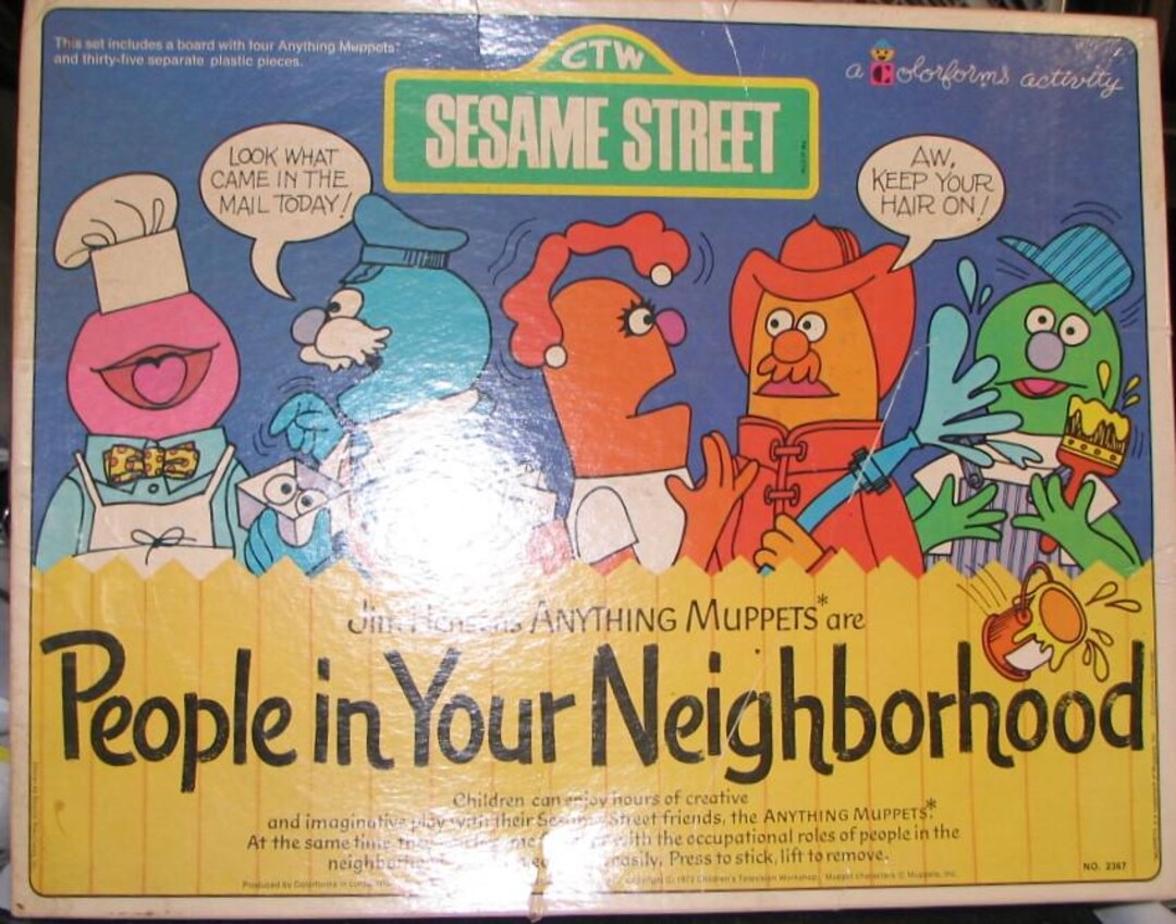 Sesame Street Muppets PEOPLE in YOUR NEIGHBORDOOD Colorform Game ...