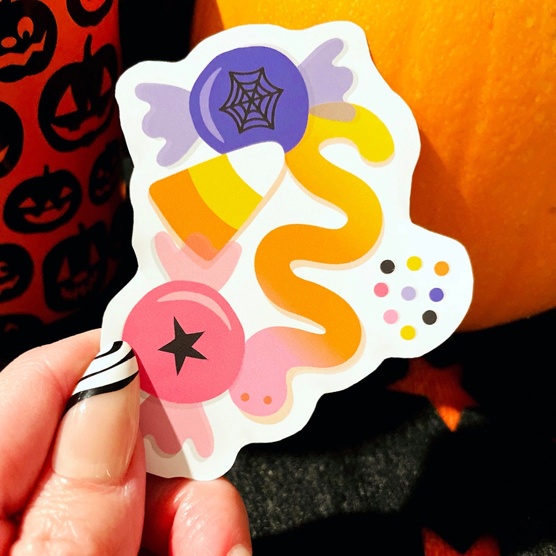 Halloween Waterproof Vinyl Sticker, Pumpkin Waterproof Sticker, Candy ...