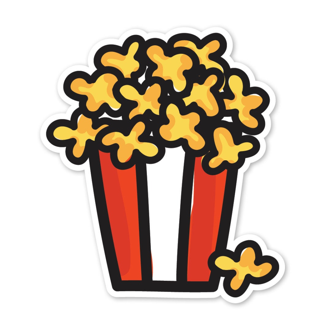 Popcorn Sticker, Food Sticker, Funny Sticker, Waterproof Vinyl Sticker ...