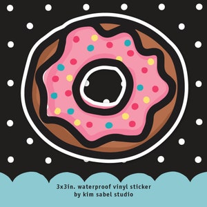 Donut Sticker, Waterproof Vinyl Sticker, Removable Vinyl Sticker ...