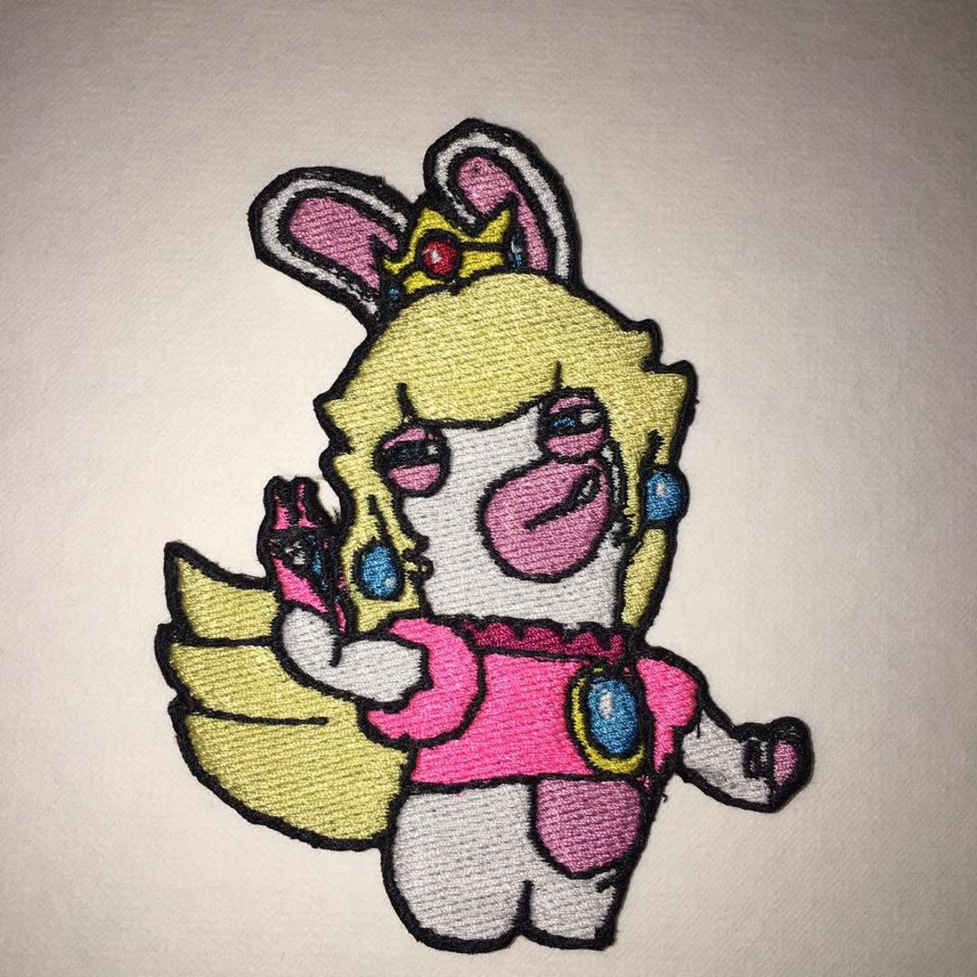 Inspired Fan Art Iron On, Machine Embroidered Patch Rabbid Peach - Etsy