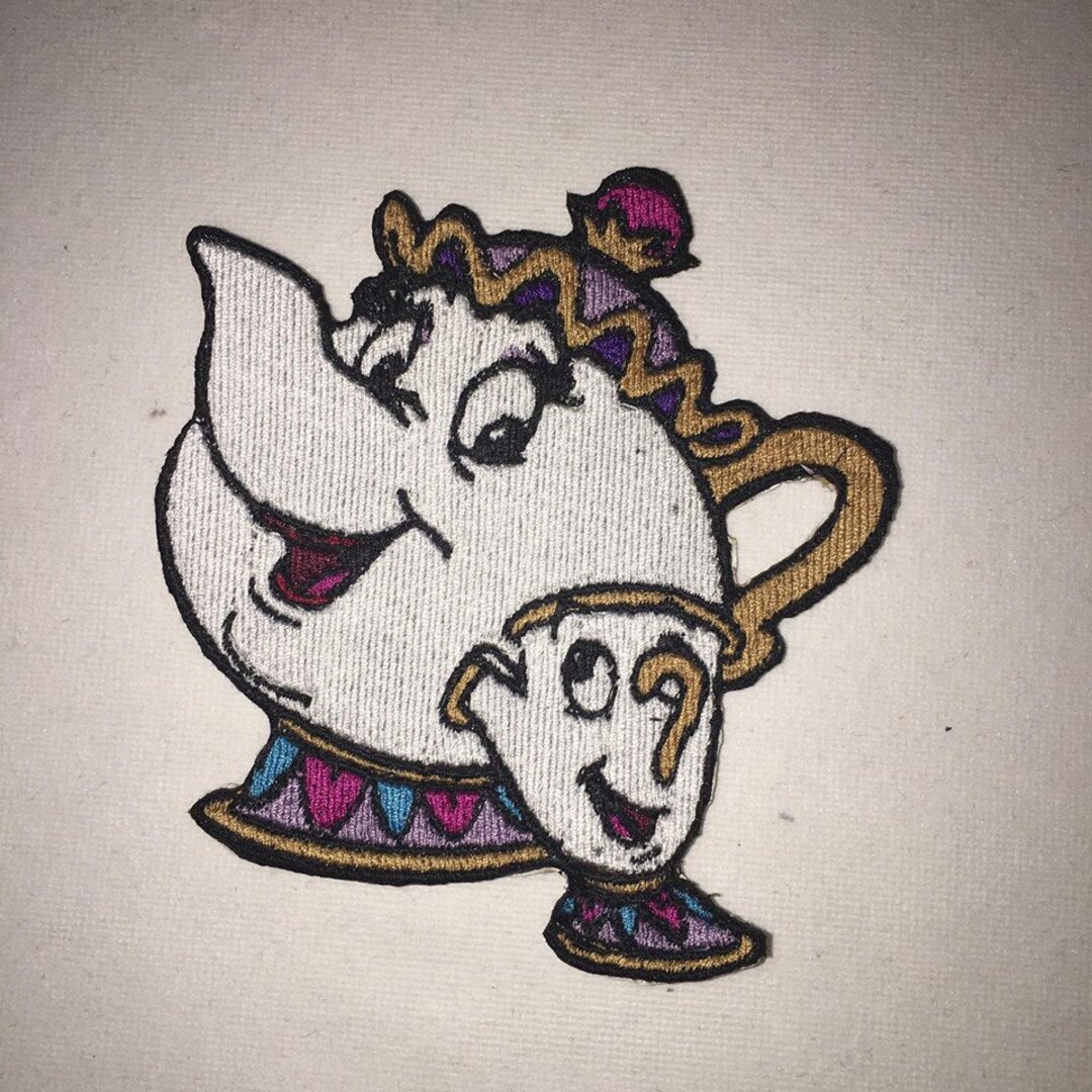 Iron On, Machine Embroidered Patch Inspired Fan Art Mrs Potts and Chip ...