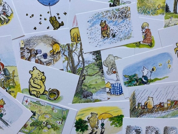 Winnie the Pooh Vintage Style Postcards: A.A Milne Prints | Etsy